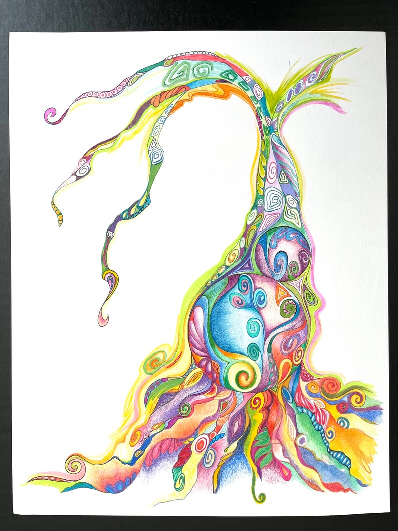 Dripping Spheres: 14x11in Zentangle Abstract Zentangle Drawing Abstract ...