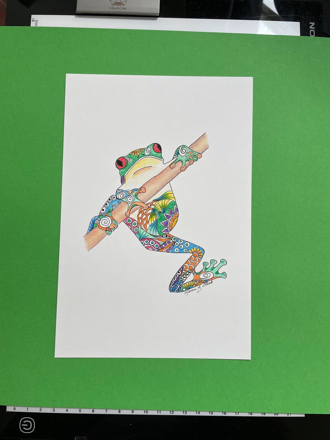 Zentangle Art, Frog Drawing, Hanging Frog, Colorful Frog, Original ...