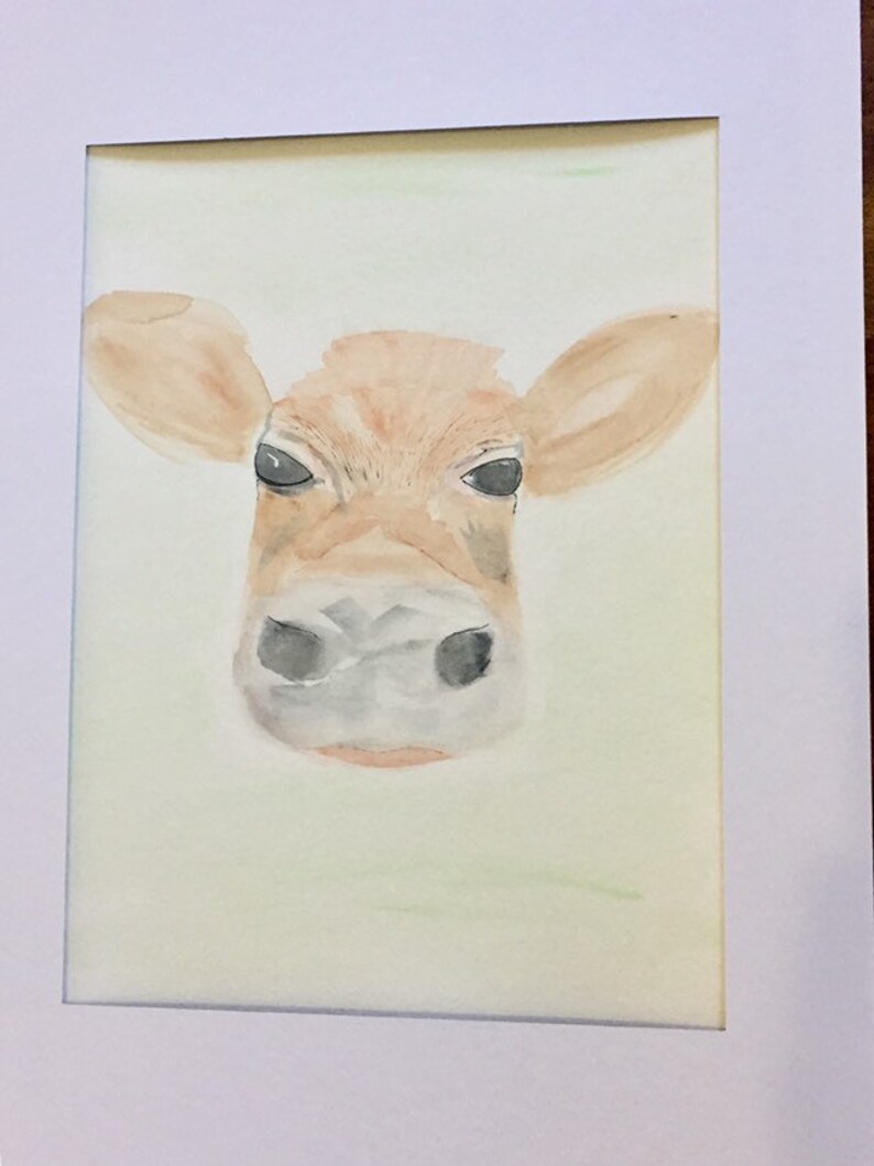Watercolor Brown Cow Jersey Cow Brown Cow Cow Art Watercolor Cow Animal ...