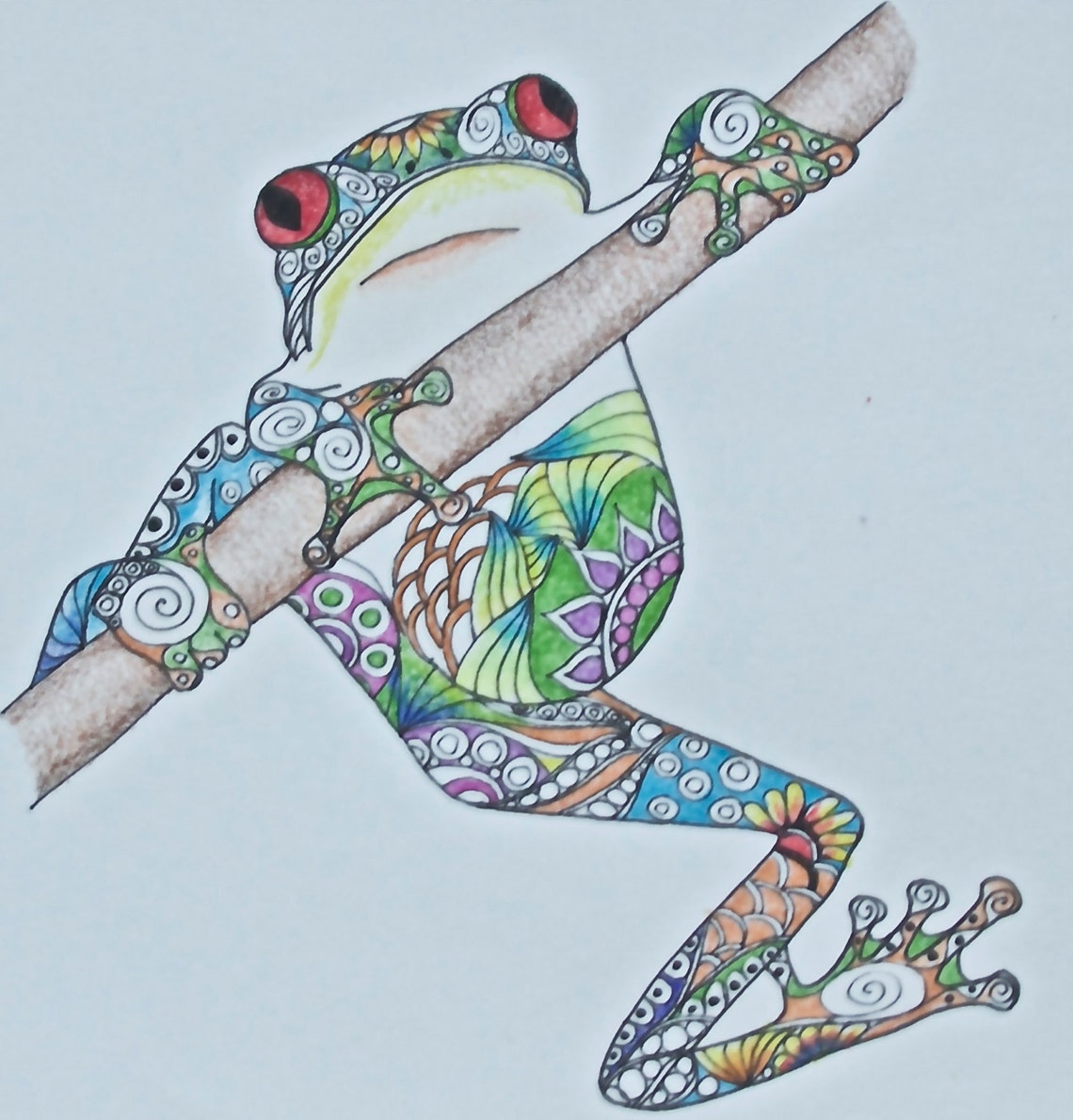 Zentangle Art, Frog Drawing, Hanging Frog, Colorful Frog, Original ...