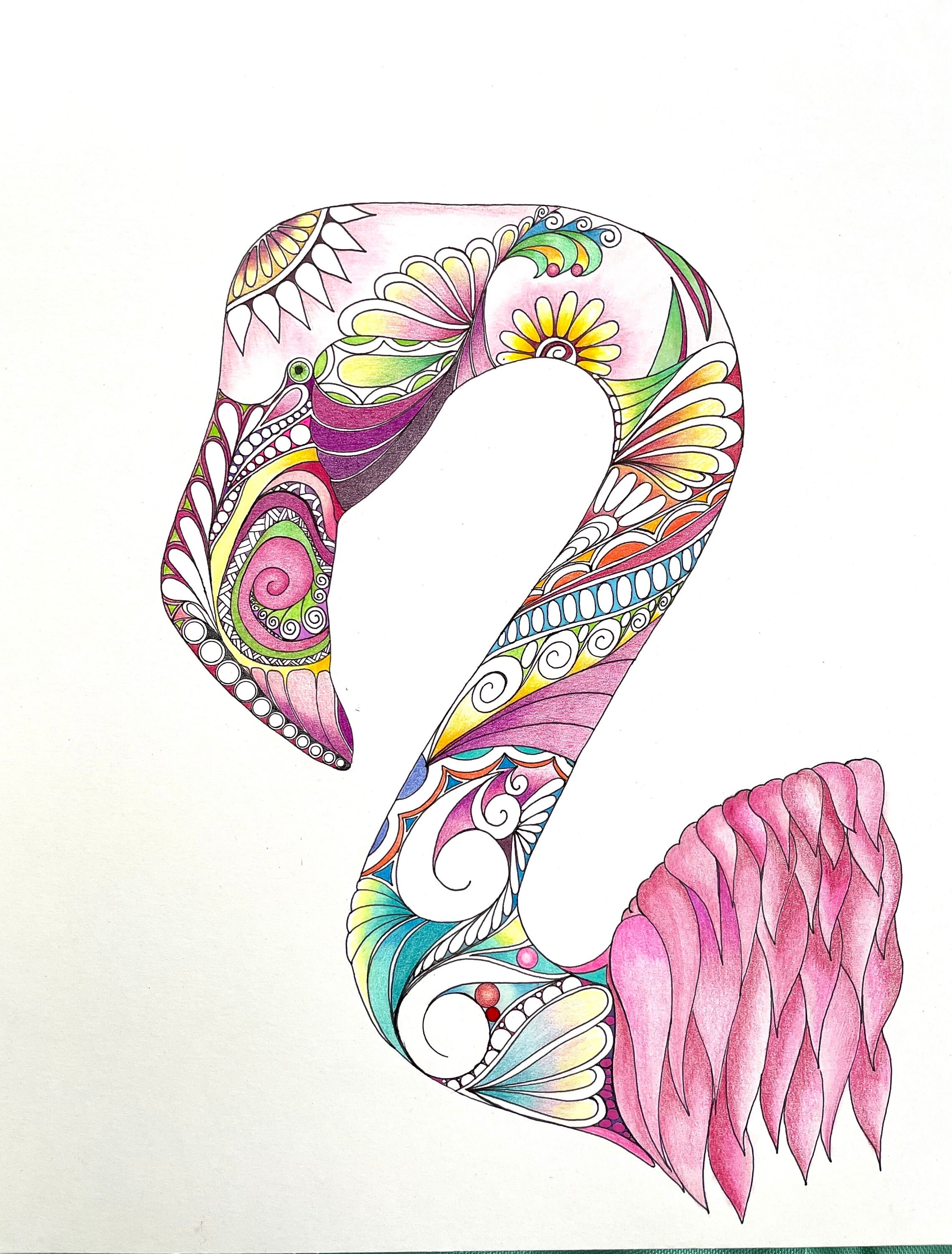 Zentangle Flamingo Pink Flamingo Flamingo Art Colored Zentangle Bird ...
