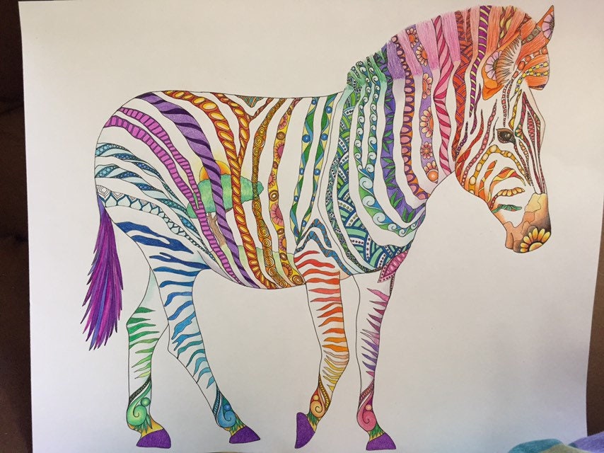 Animal Art Zebra Art Zebra Drawing Zentangle Zebra Colored - Etsy