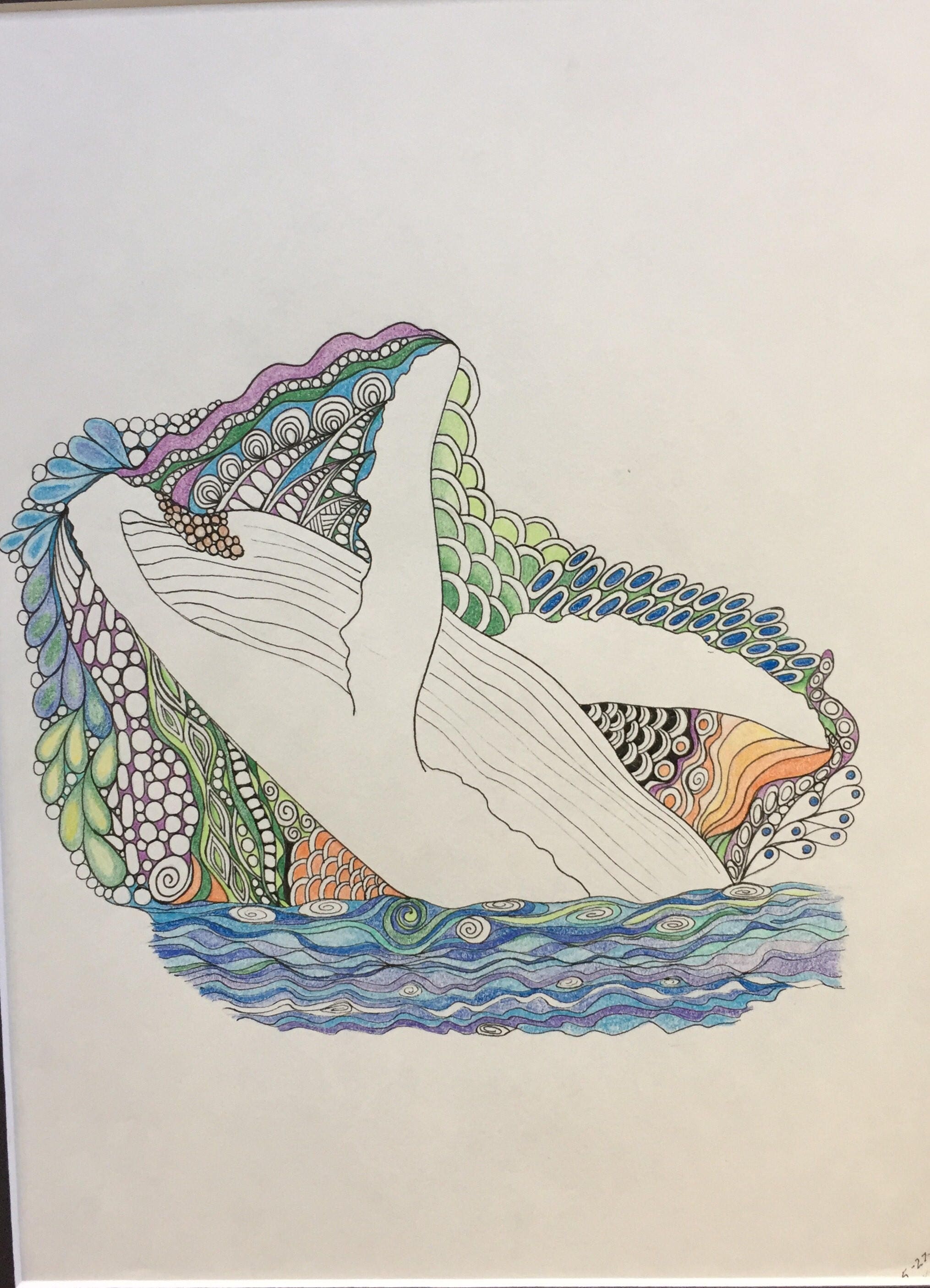 Zentangle Whale Whale Art Colored Zentangle Whale Wall Art Zentagle Art ...