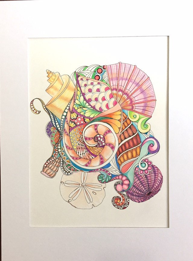 Seashells Zentangle Shells Seashell Art Marine Art Colored Shells Shell ...