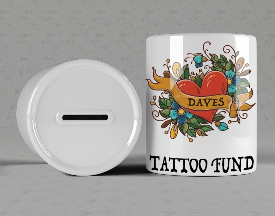 Personalised PERSONALIZED Ceramic TATTOO Fund MONEY Box Savings Jar ...