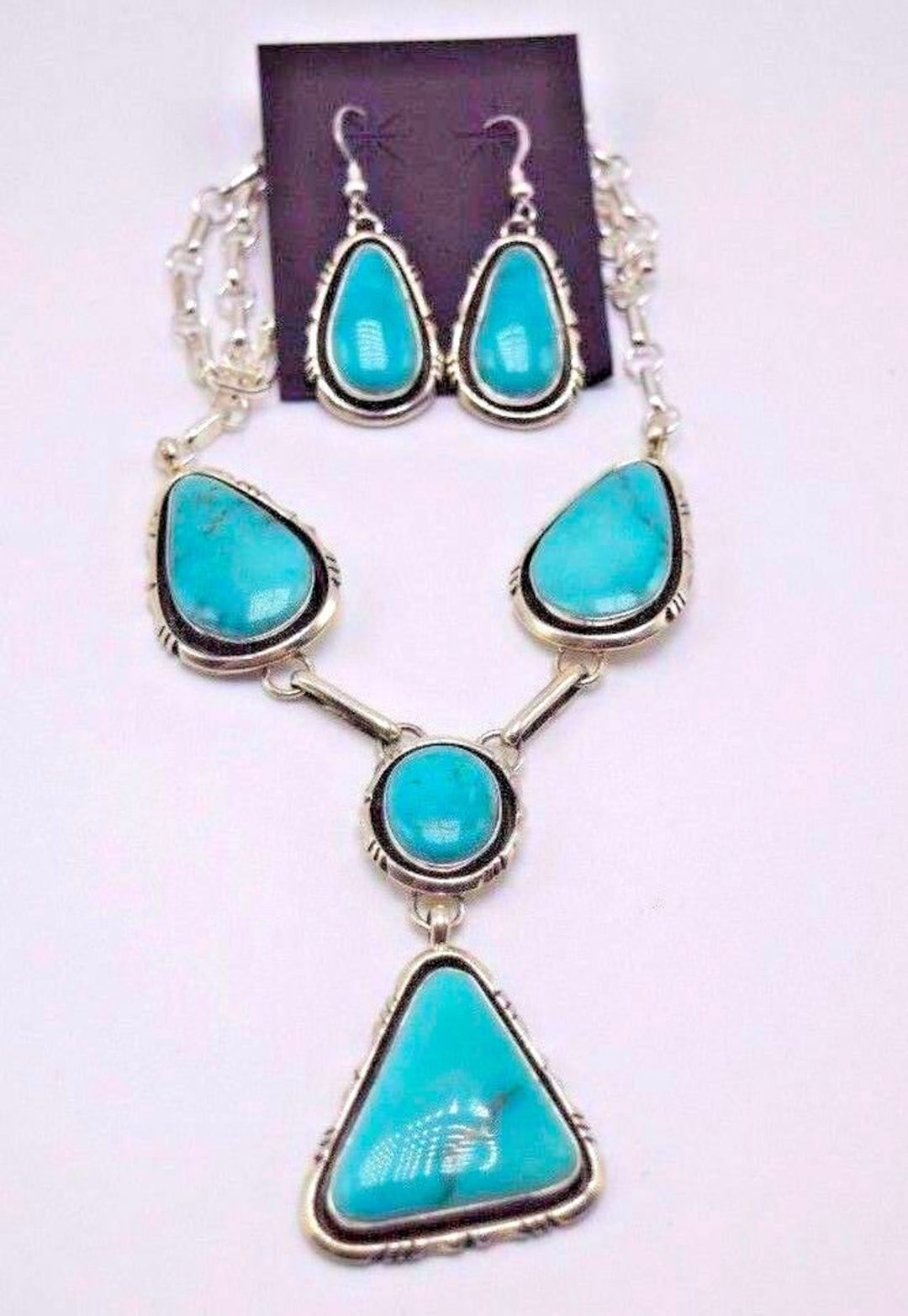 Navajo Handmade Kingman Turquoise Necklace in Sterling Silver by ...