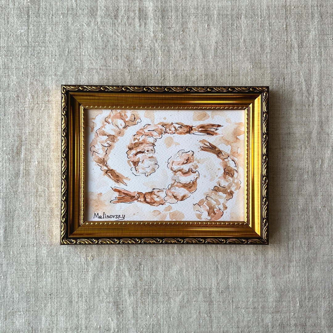SHRIMP #2 Drawing - Unframed Shrimp Sketch - Shrimp Art Still Life ...