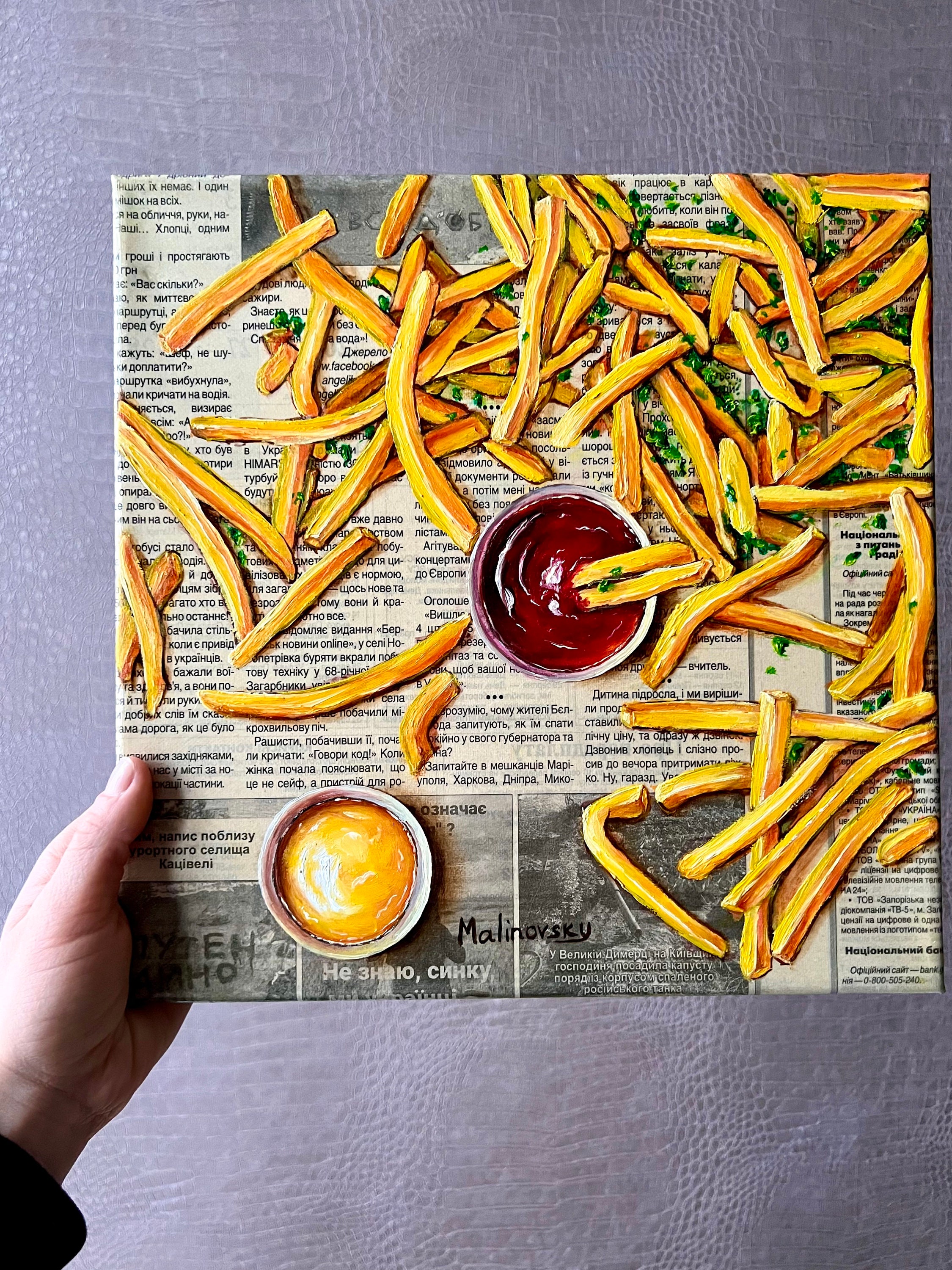 French Fries Painting Original Oil Painting Fast Food Painting - Etsy