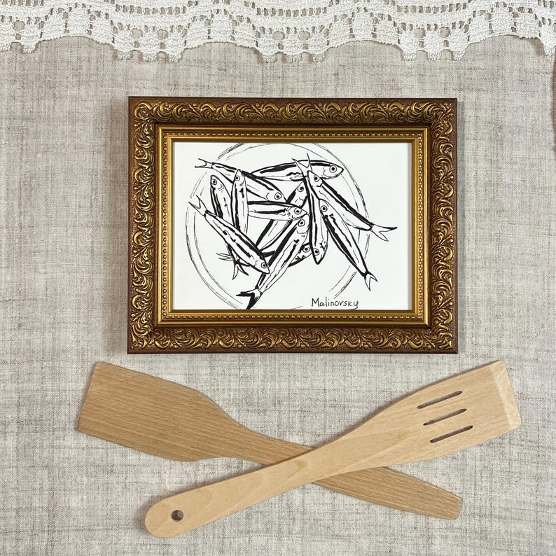 SARDINES SKETCH- Unframed Sardine Drawing - Sardine Still Life - Fish ...