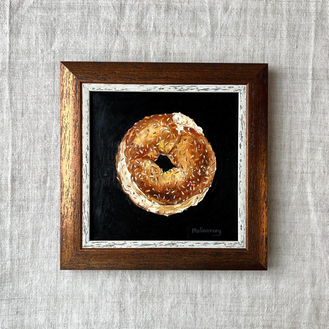 BAGEL Oil Painting - Unframed Oil Painting - Still Life Original ...