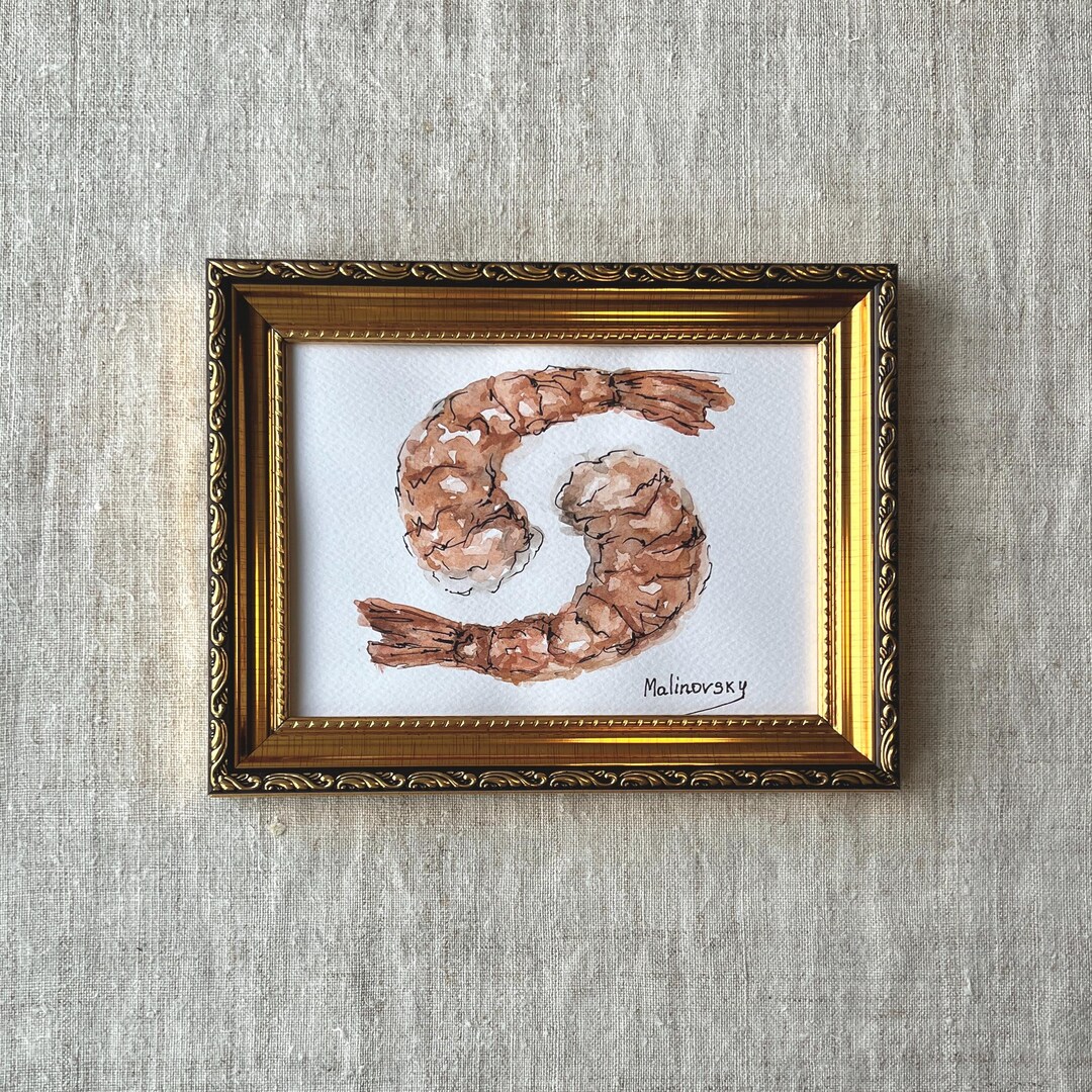 SHRIMP #1 - Unframed Shrimp Sketch - Shrimp Art Still Life - French ...