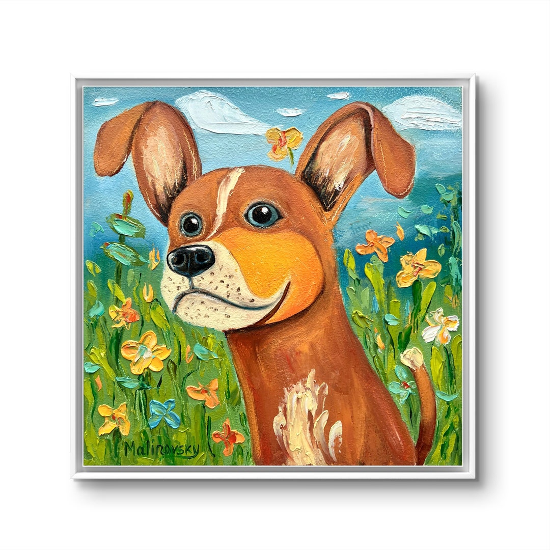 Dog Art Original Painting Dog Still Life Oil Painting Miniature Animal ...