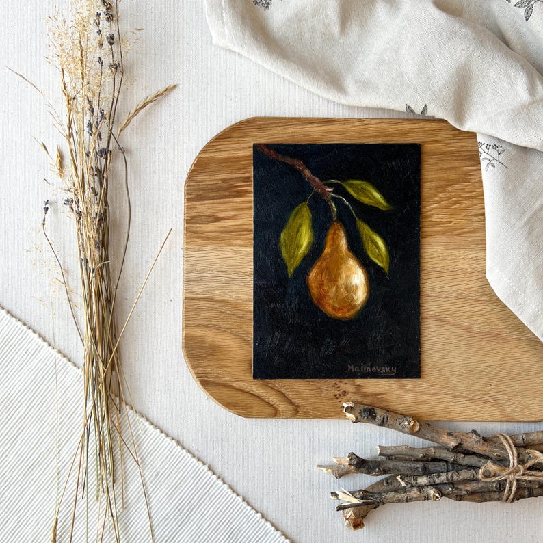 MOODY PEAR #1 Oil Painting - Unframed Original Pear Still Life - French ...