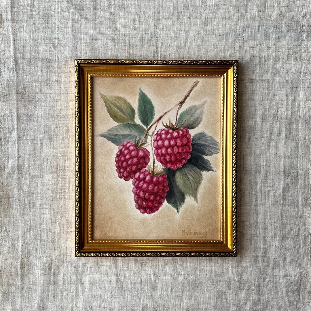 RASPBERRY BRANCH Oil Painting - Unframed Oil Painting - Still Life ...