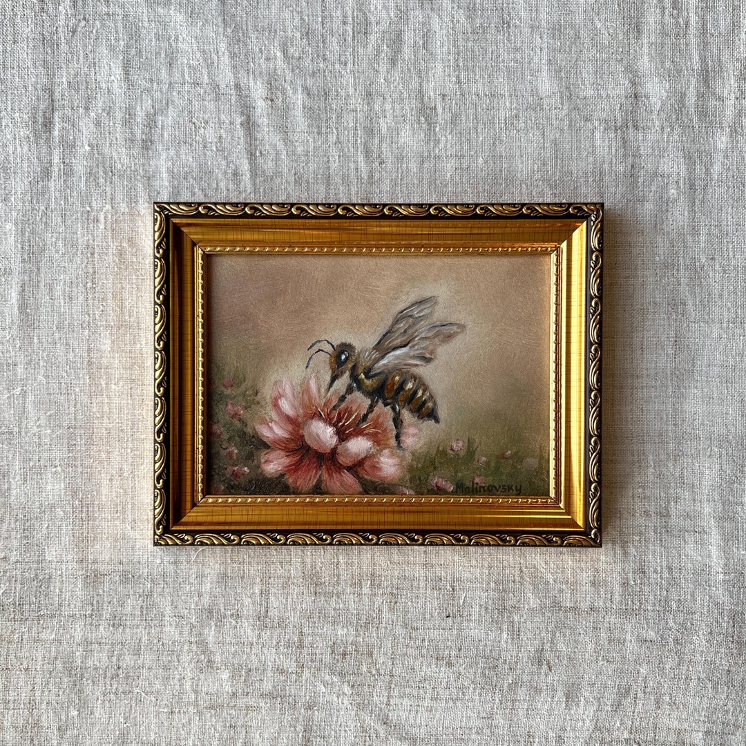 BEE Oil Painting - Unframed - Original Nursery Decor - Minimalist Bee ...