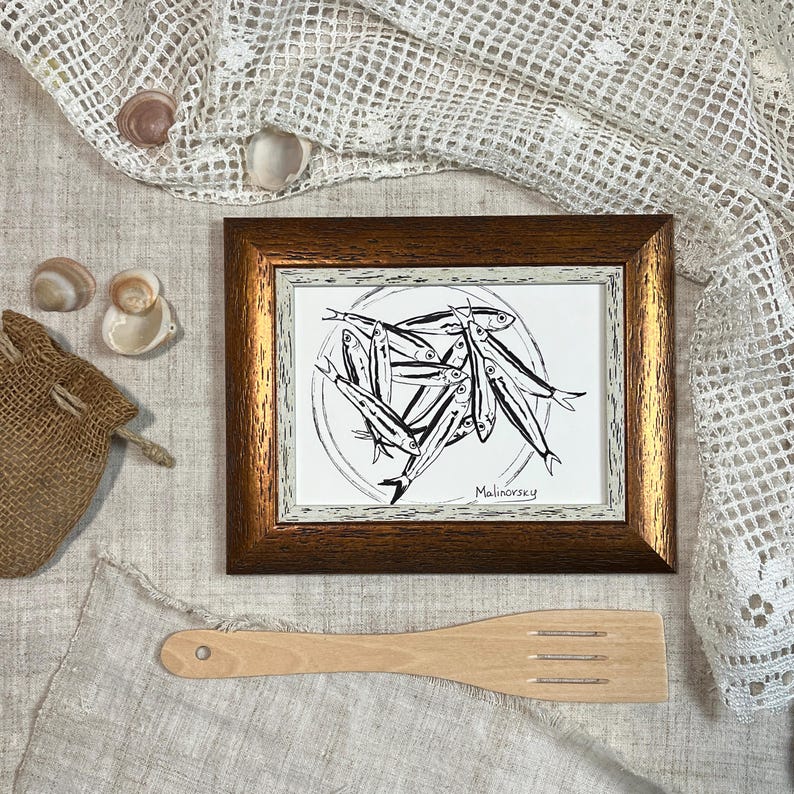 SARDINES SKETCH- Unframed Sardine Drawing - Sardine Still Life - Fish ...
