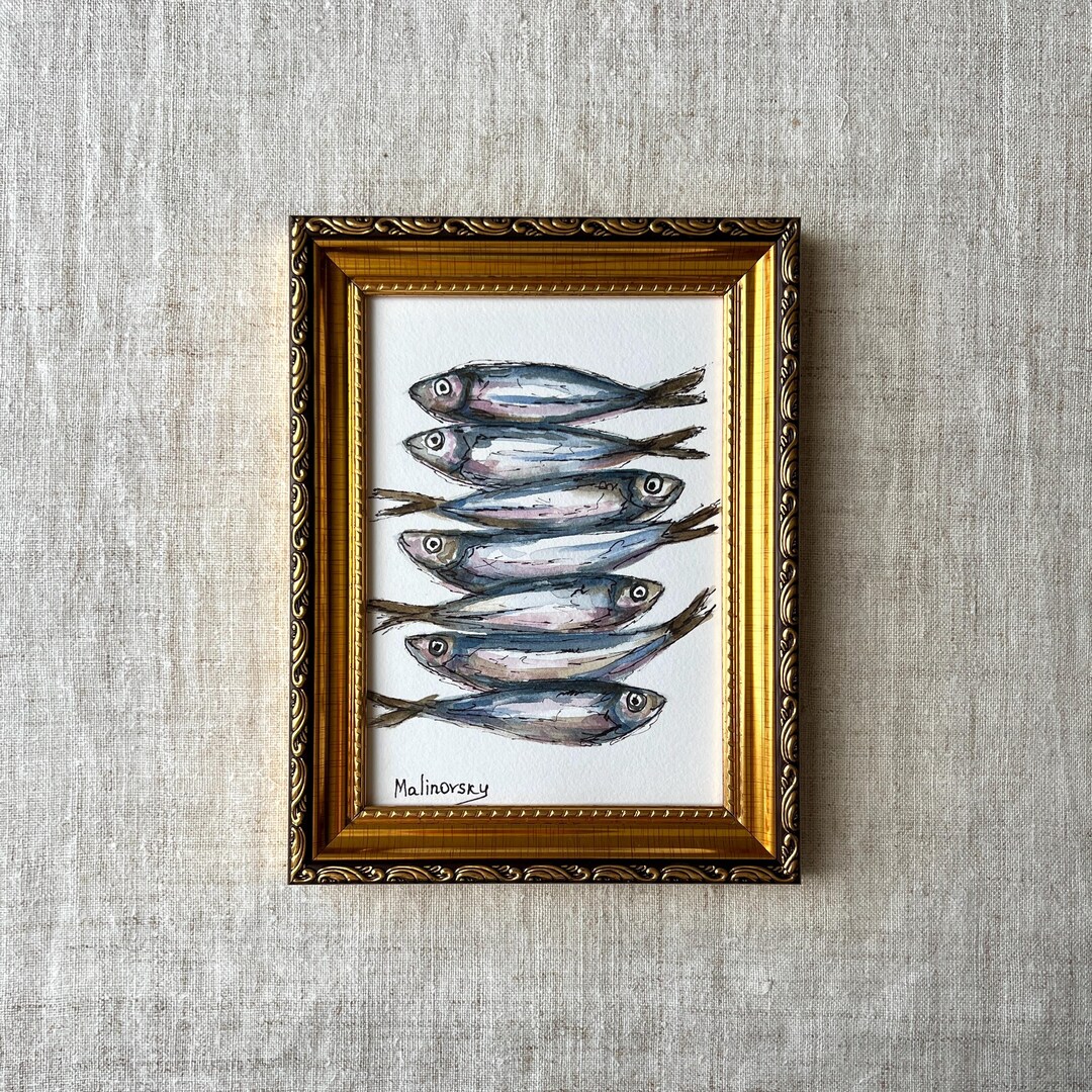 SARDINES #1 - Unframed Sardine Sketch - Sardines Art Still Life - Fish ...