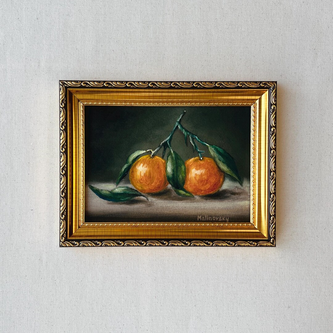 TWO CLEMENTINES #2 Art Print - Unframed Oil Painting - Fruit Still Life ...