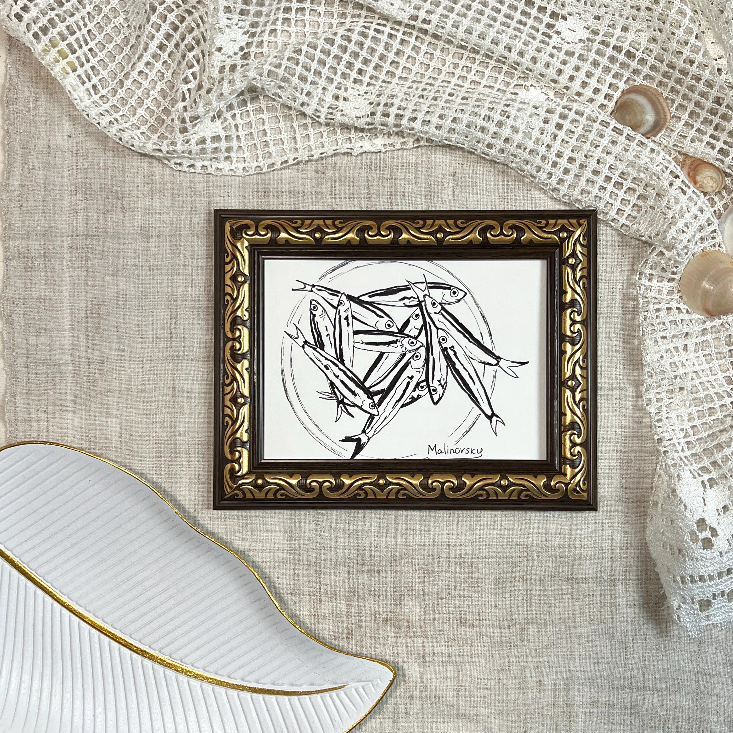 SARDINES SKETCH- Unframed Sardine Drawing - Sardine Still Life - Fish ...