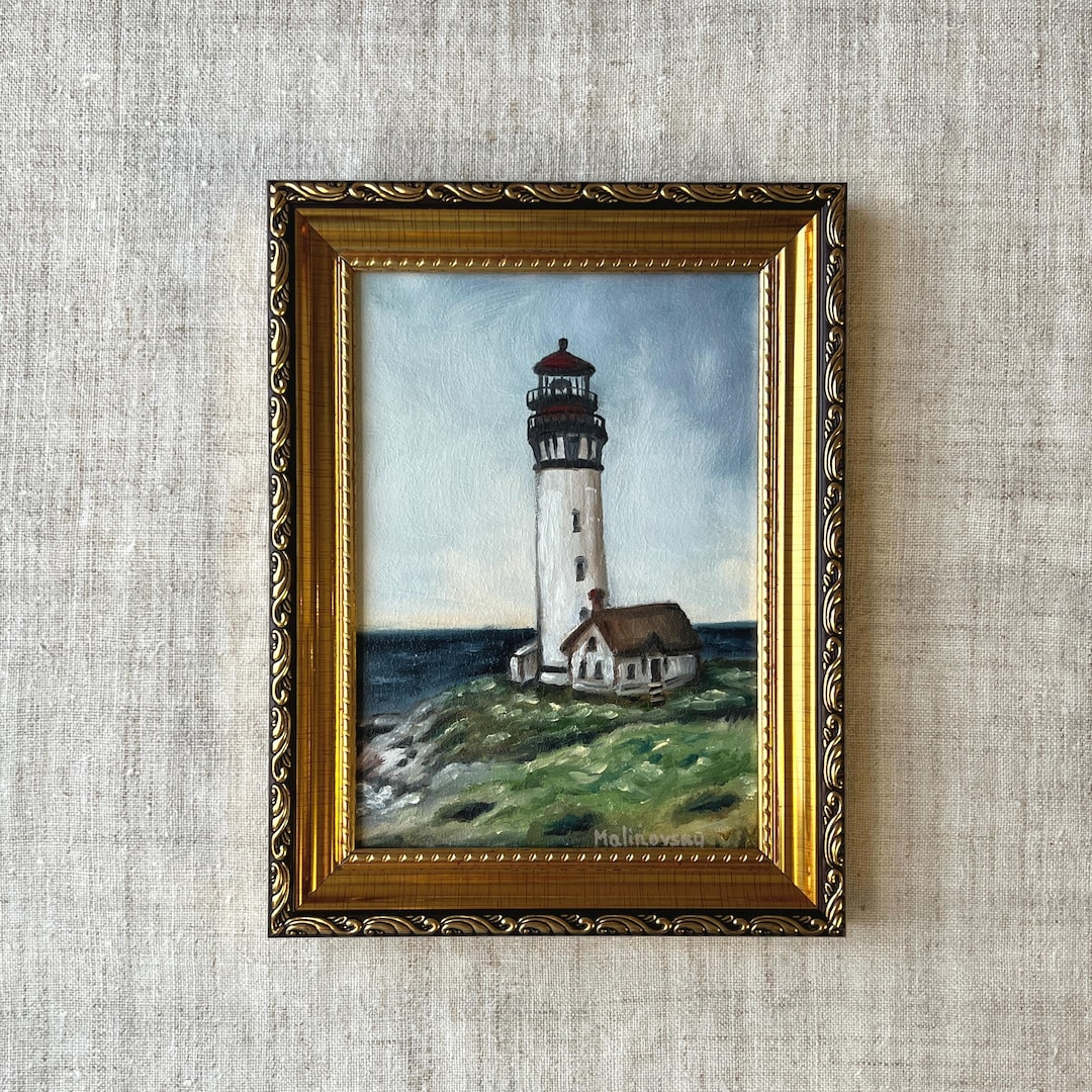 LIGHTHOUSE #2 Oil Painting - Unframed Lighthouse Oil Painting - Coastal ...