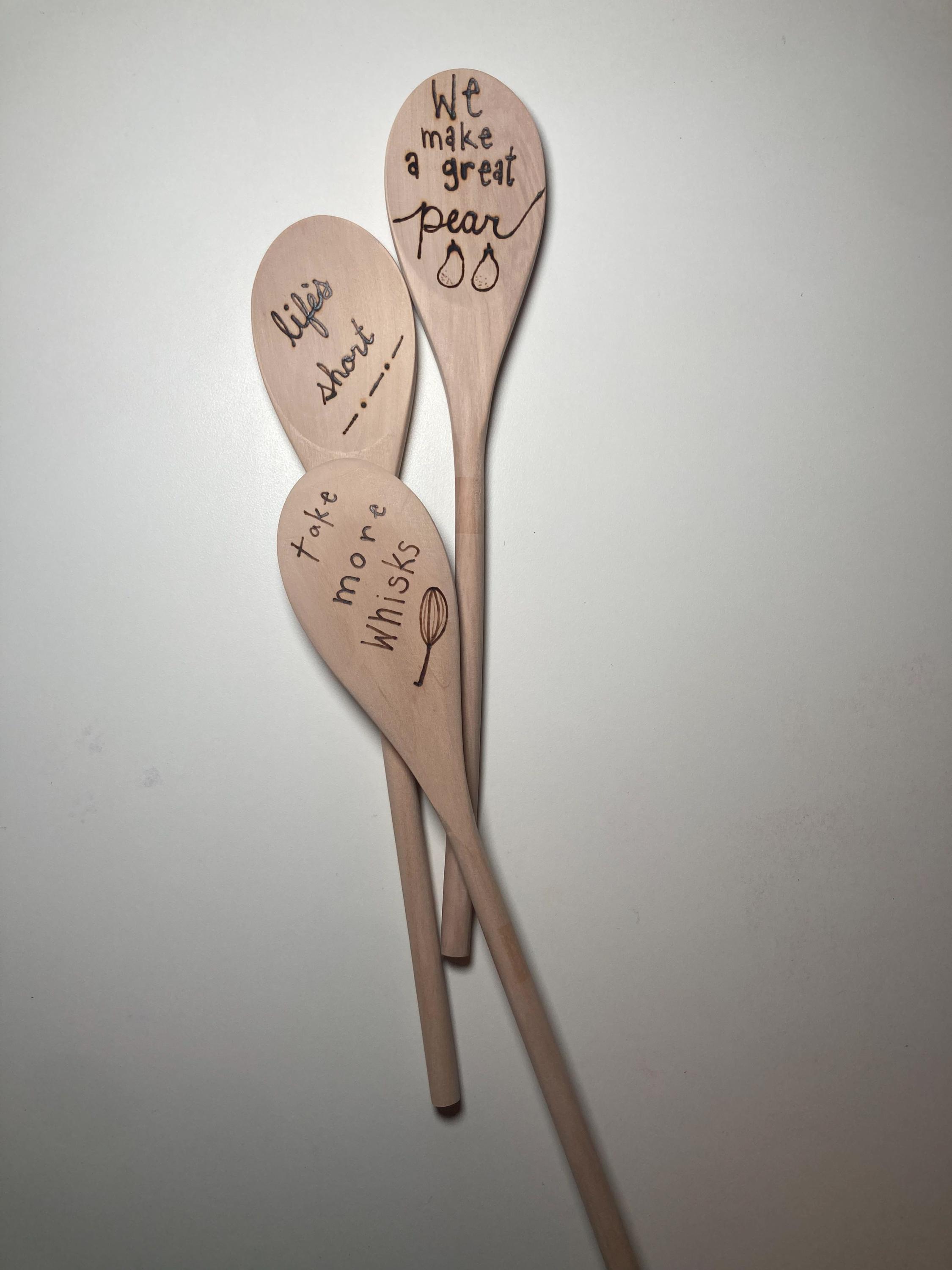 Pyrography Wood Spoons - Hand Burned Designs, Set of 2 - Etsy