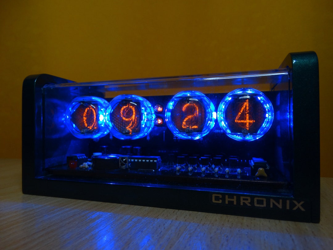Nixie Alarm Clock 4xz560m & Green Meatlic Aluminum Case, Remote, Blue ...