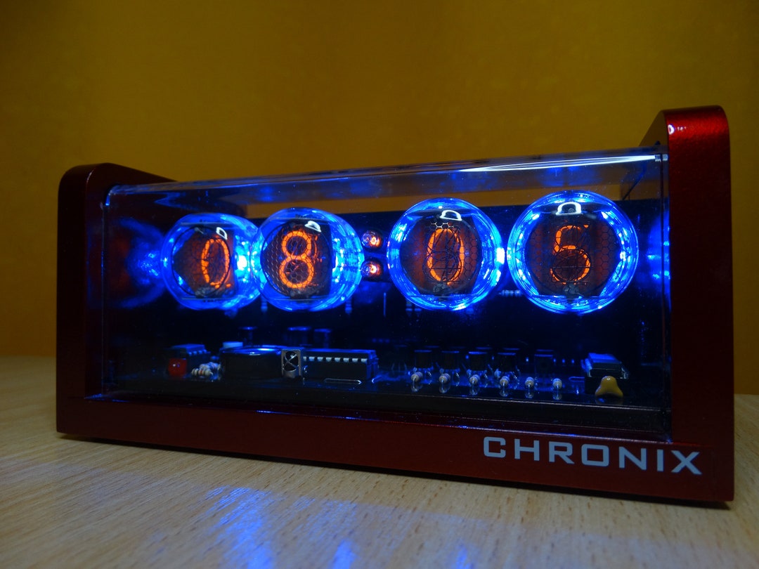 Nixie Alarm Clock 4xz560m & Blue Golden Red Aluminum Case, Remote, Blue ...