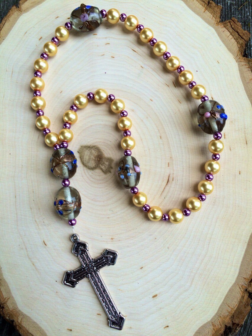 Protestant Anglican Prayer Beads Gold and Pink Pearls - Etsy