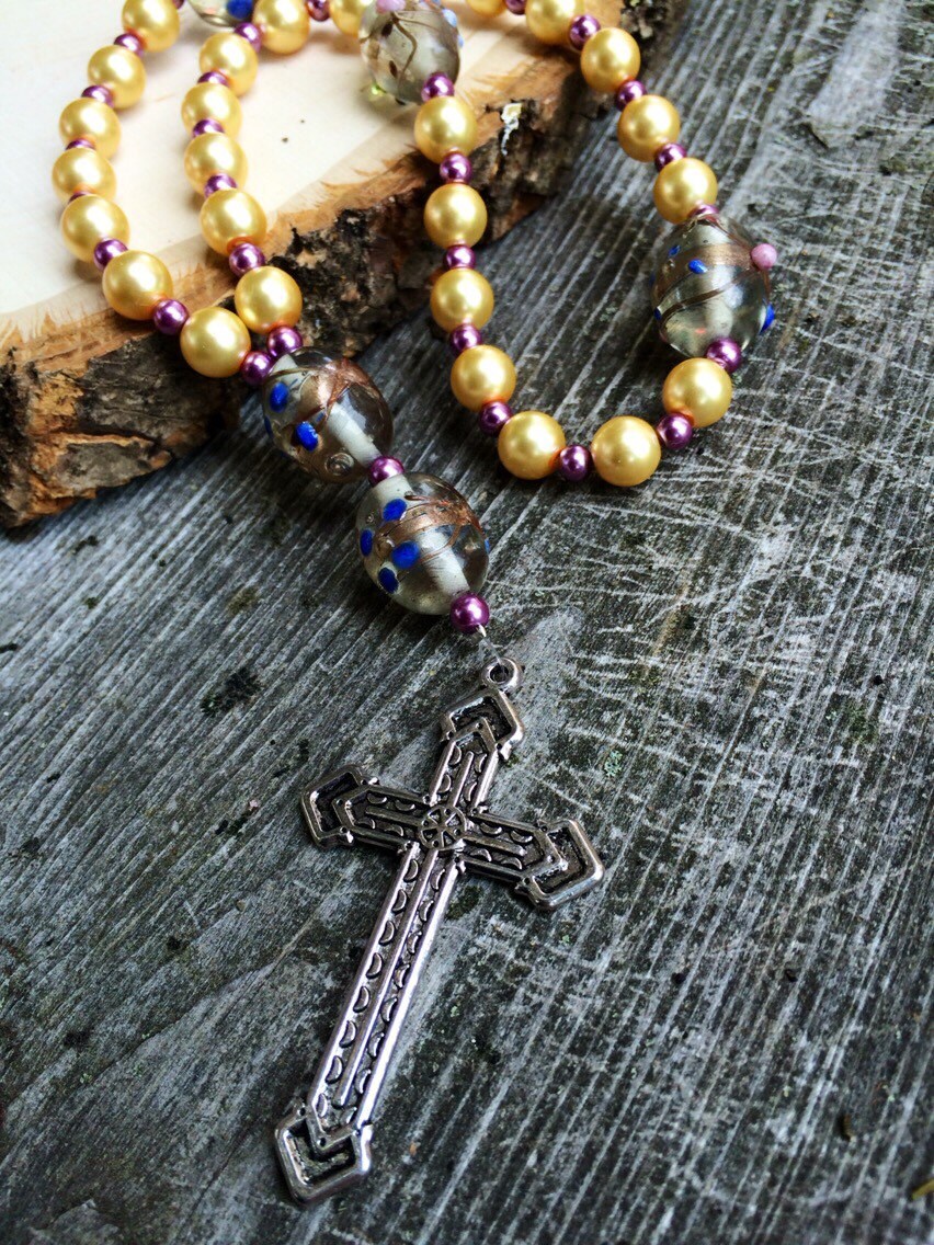 Protestant Anglican Prayer Beads Gold and Pink Pearls - Etsy