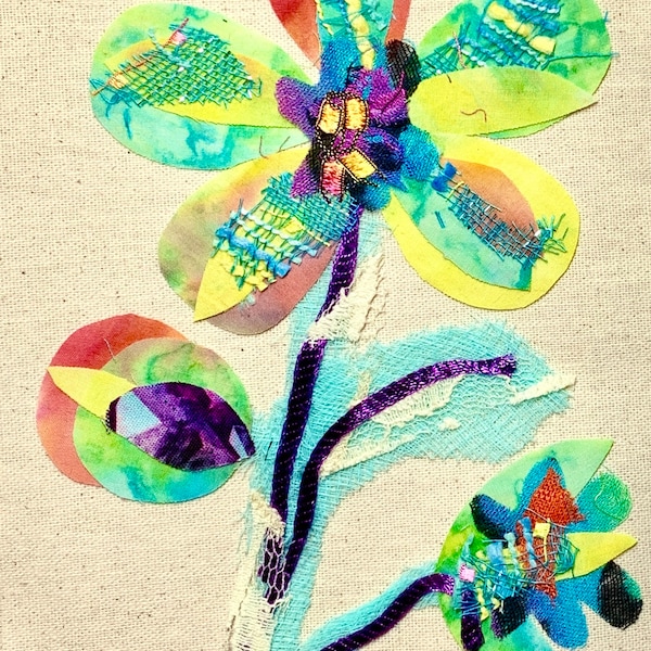 Fabric Collage Art - Etsy