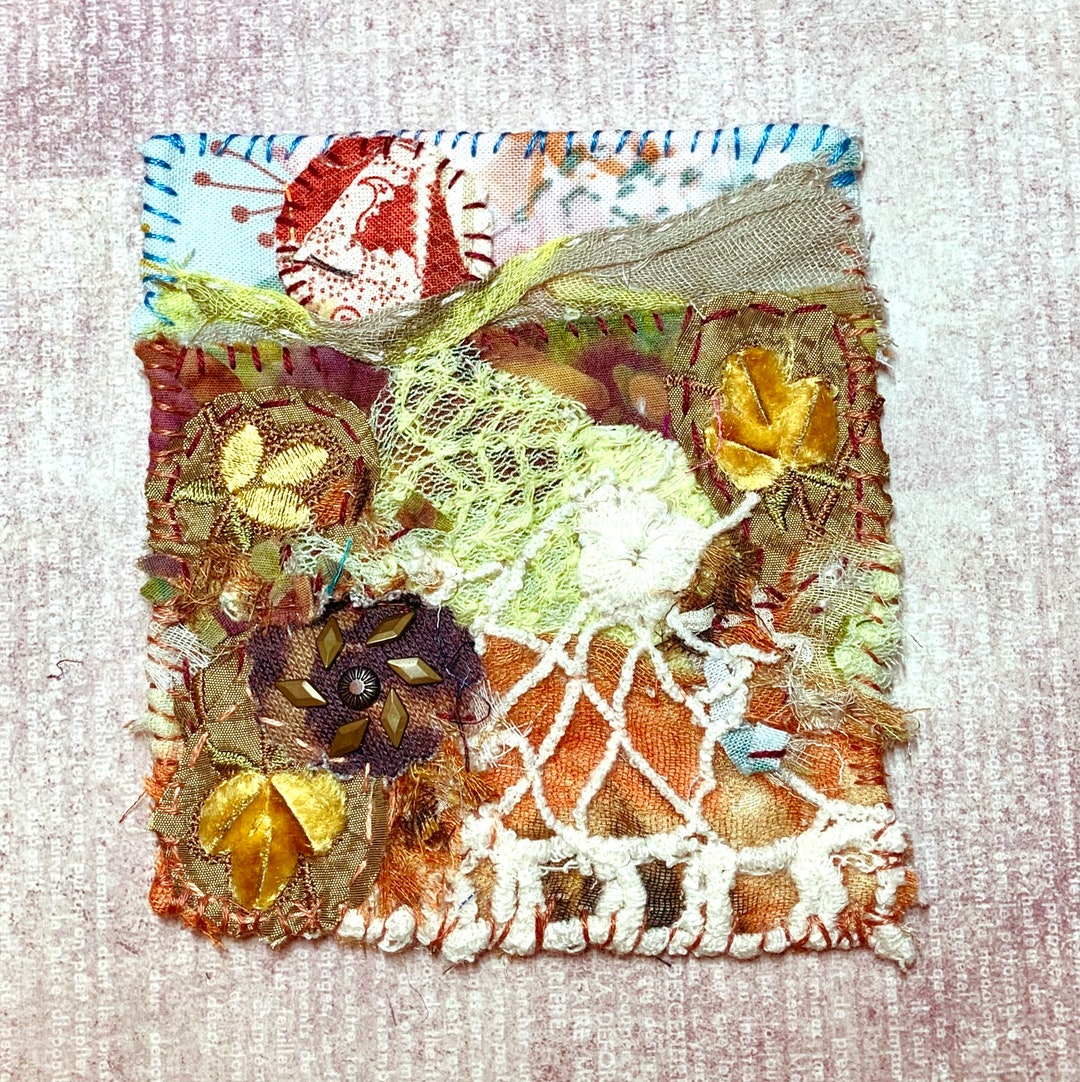 Original Hand Stitched Fiber Art Slow Stitched, Handmade, Fabric Art ...