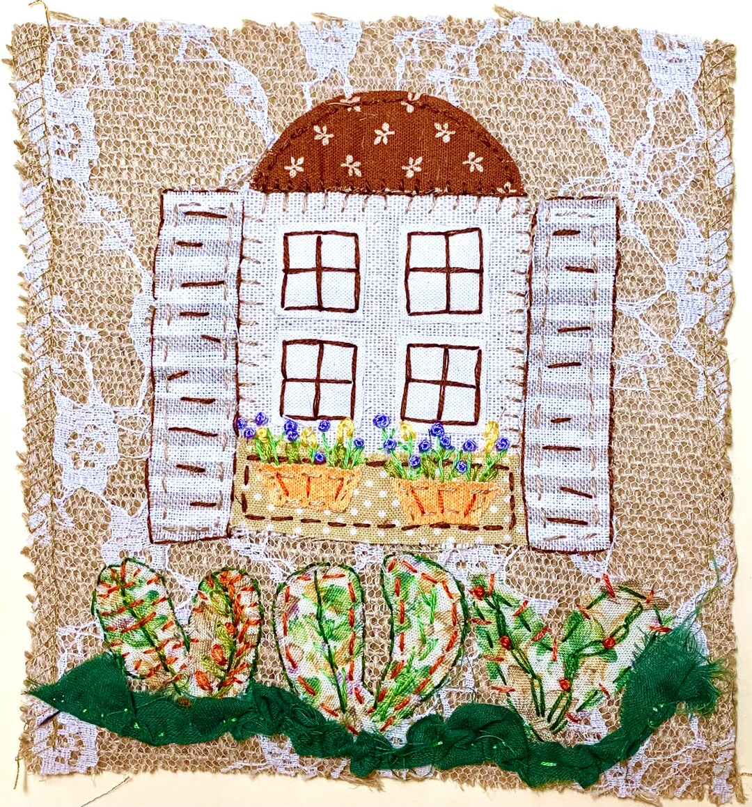 Original Hand Stitched Fiber Art window and Cactus - Etsy