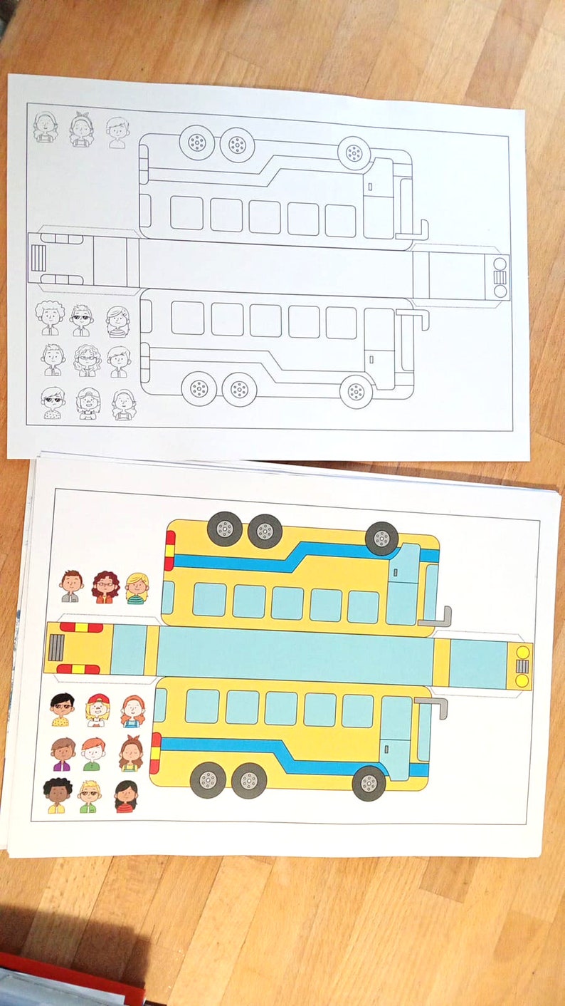 3D Bus Craft Bus Craft Digital Download Easy Crafts English & Spanish ...