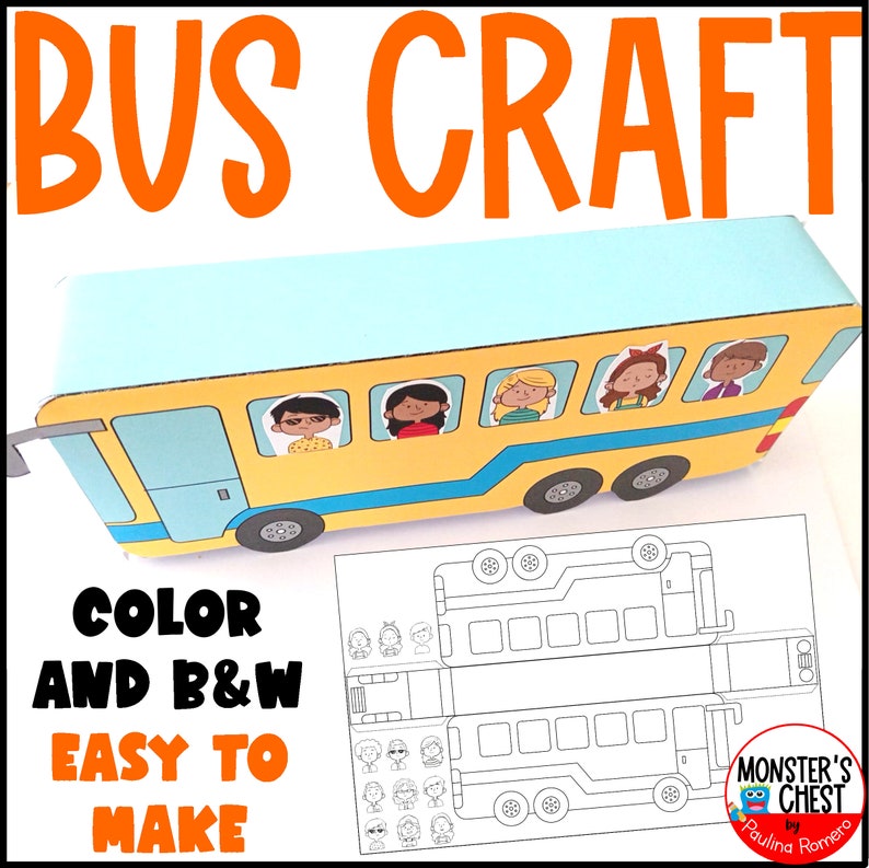 3D Bus Craft Bus Craft Digital Download Easy Crafts English & Spanish ...