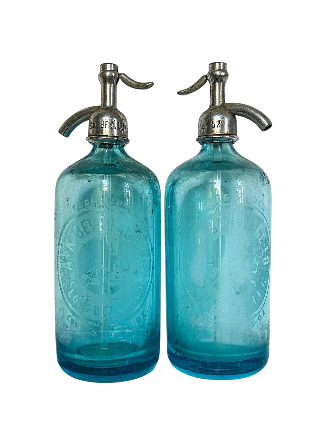 Antique Aqua Blue Glass Seltzer Bottle, Vintage A&K Beverage Glass ...