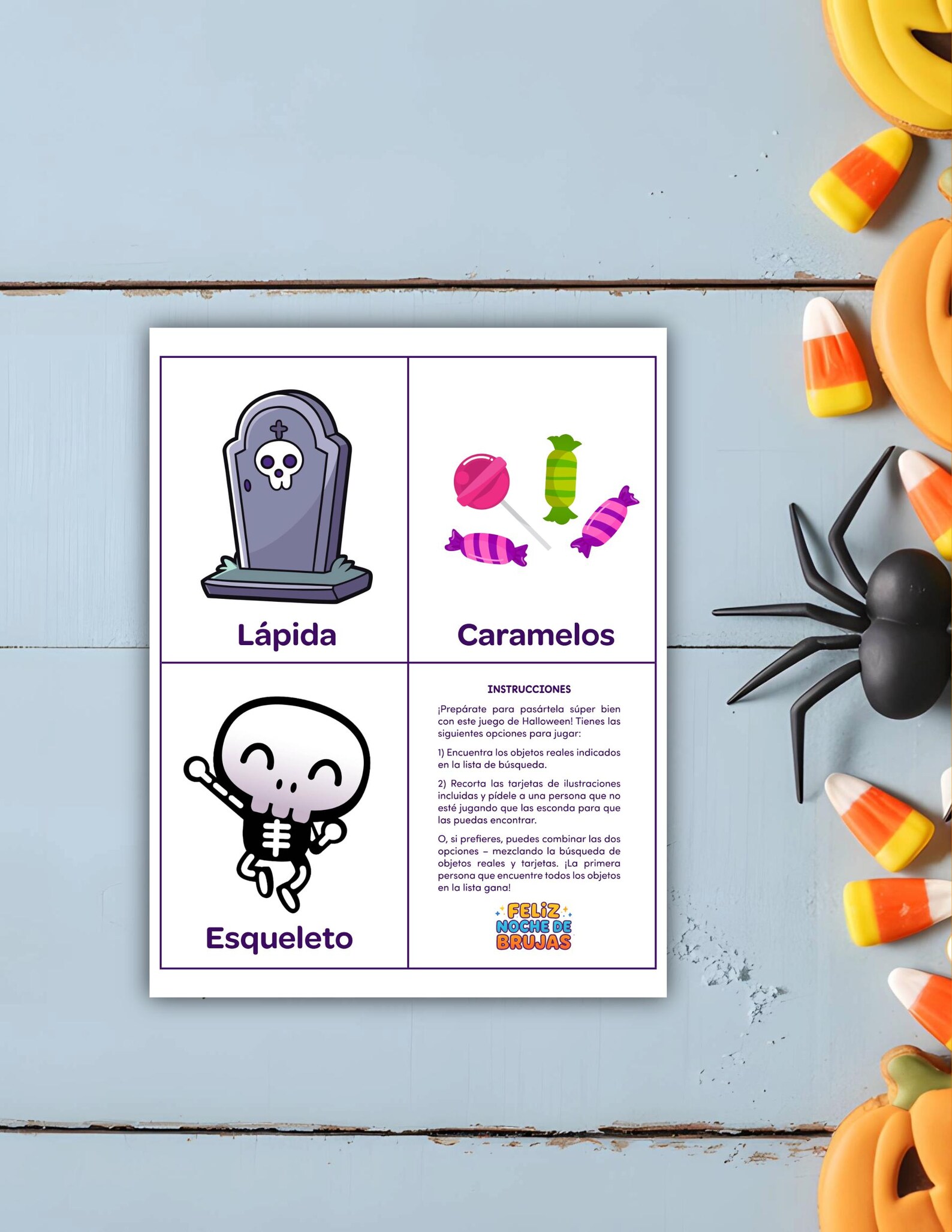 Halloween Scavenger Hunt for Kids, Spanish Language Game, Printable PDF ...