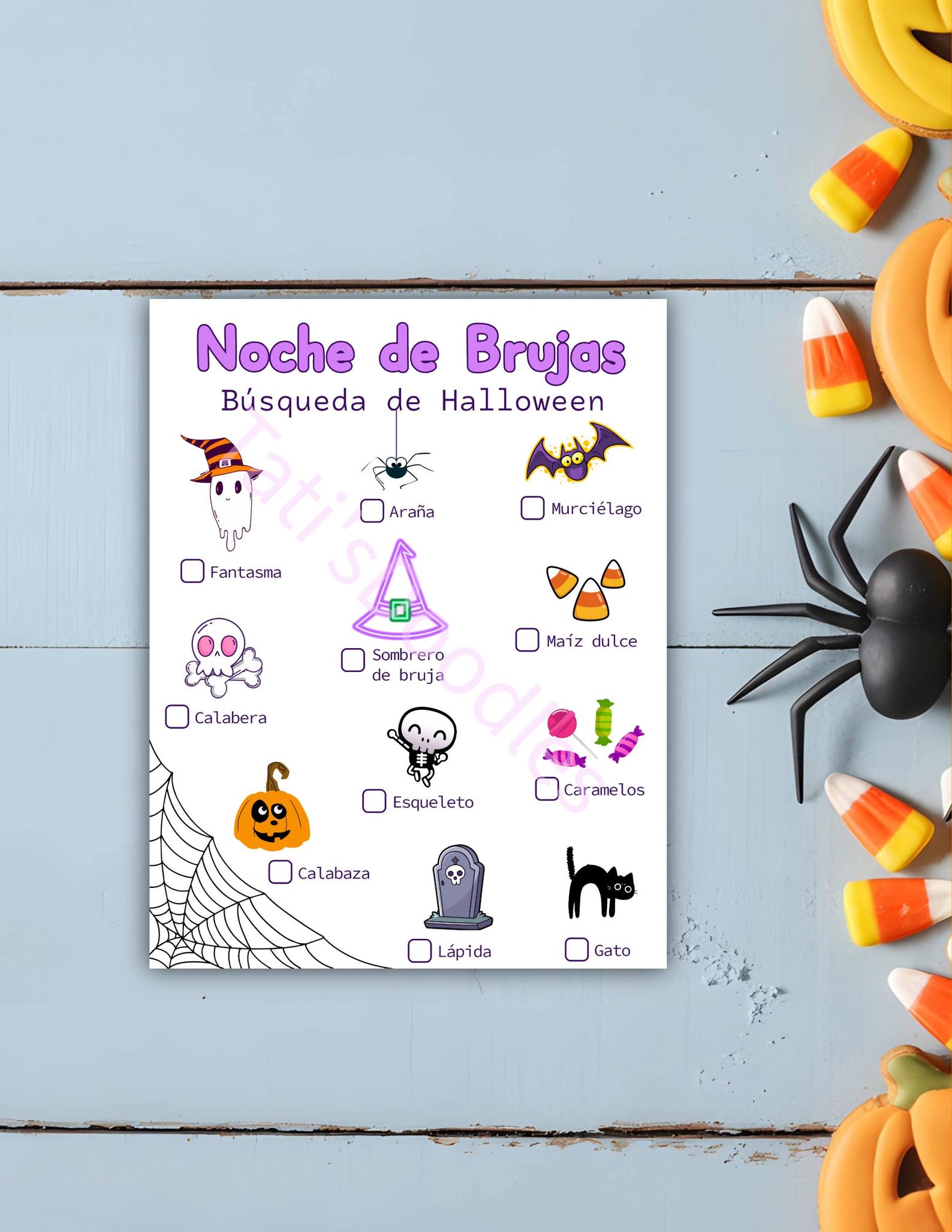 Halloween Scavenger Hunt for Kids, Spanish Language Game, Printable PDF ...