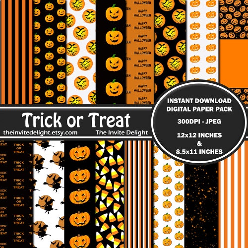 Happy Halloween Printable Digital Paper Pack | Etsy UK