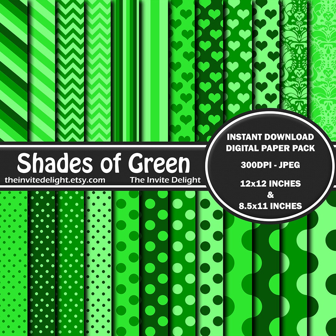 Shades of Green Digital Paper Pack, St. Patrick's Day Polka Dots, Green ...
