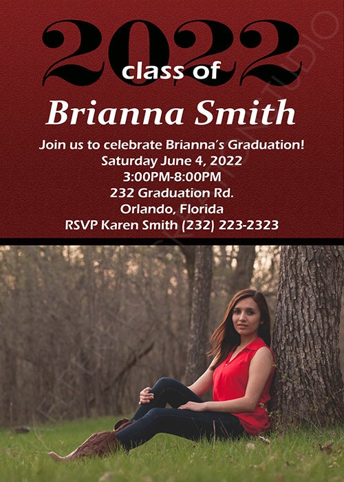 Graduation Invitation - Red Black and White - 2022 Graduation School ...