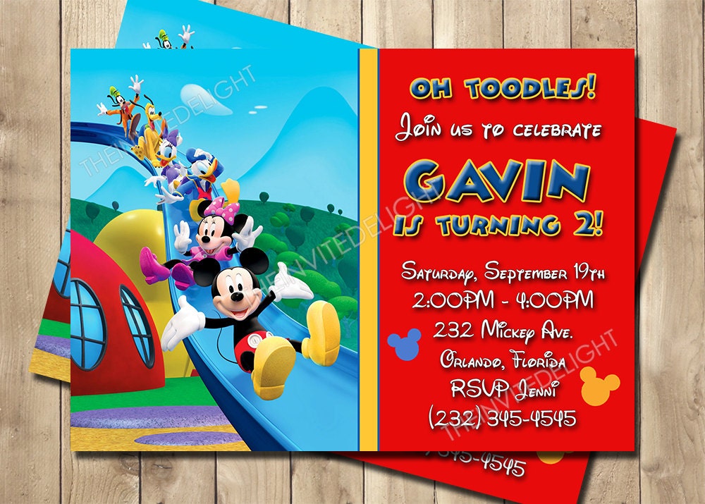 Mickey Mouse Clubhouse Birthday Invitation Mickey Minnie - Etsy