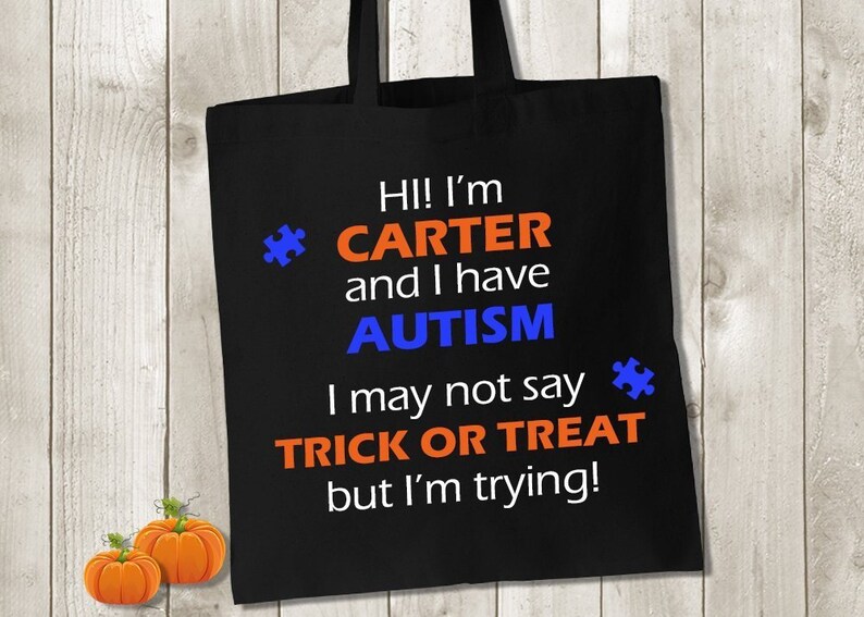 Autism Trick or Treat Bag Halloween Tote Bag Non-verbal - Etsy