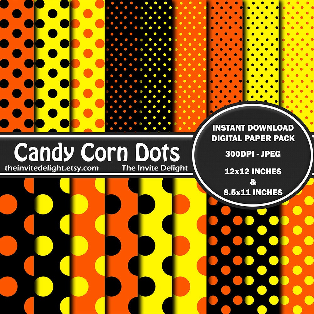 Candy Corns Dots Digital Paper Pack Orange and Yellow Polka | Etsy