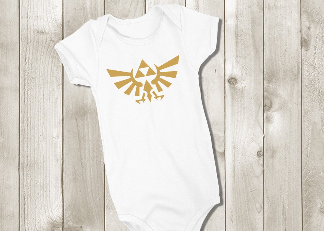 Legend of Zelda Baby Bodysuit - Gold Triforce Onepiece - Hylian Crest ...