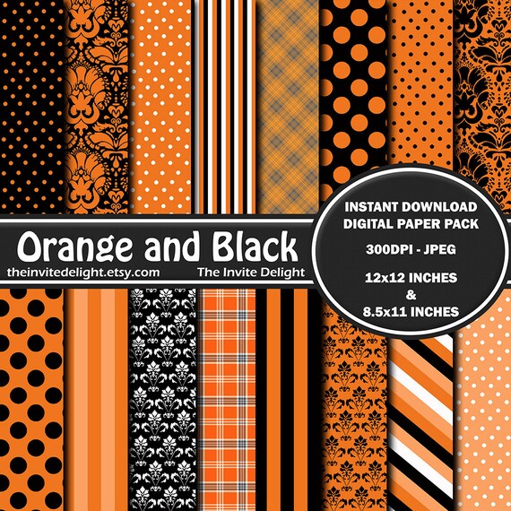 Orange and Black Digital Paper Pack Halloween Party Decor - Etsy