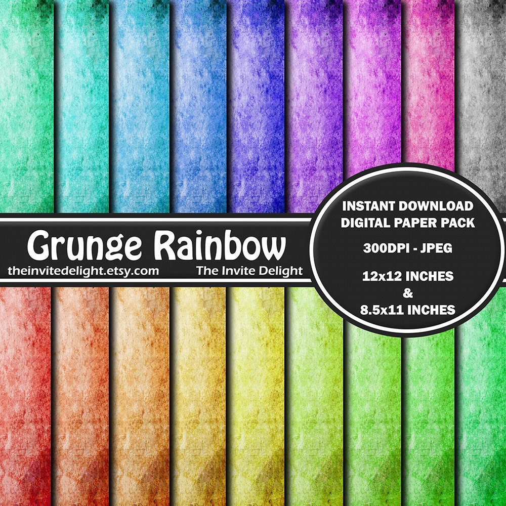 Grunge Rainbow Digital Paper Pack Parchment Paper Vintage - Etsy