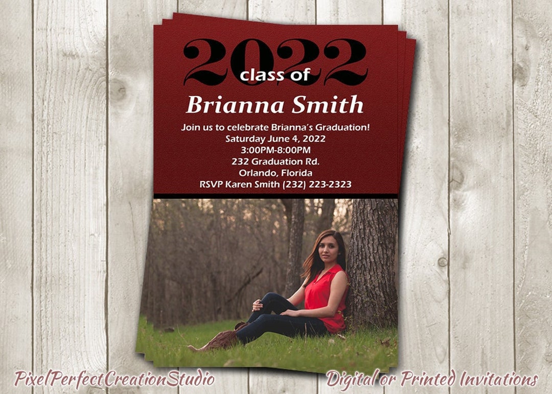 Graduation Invitation - Red Black and White - 2022 Graduation School ...