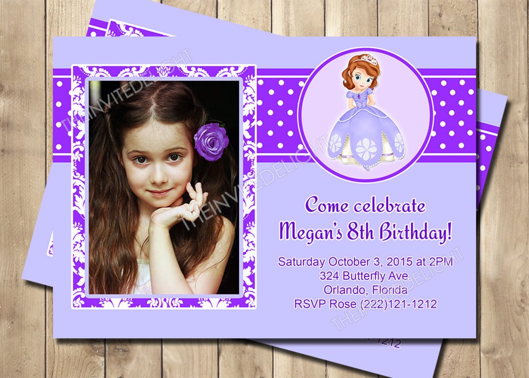Sofia the First Birthday Invitation - Princess Sofia Party Invite ...