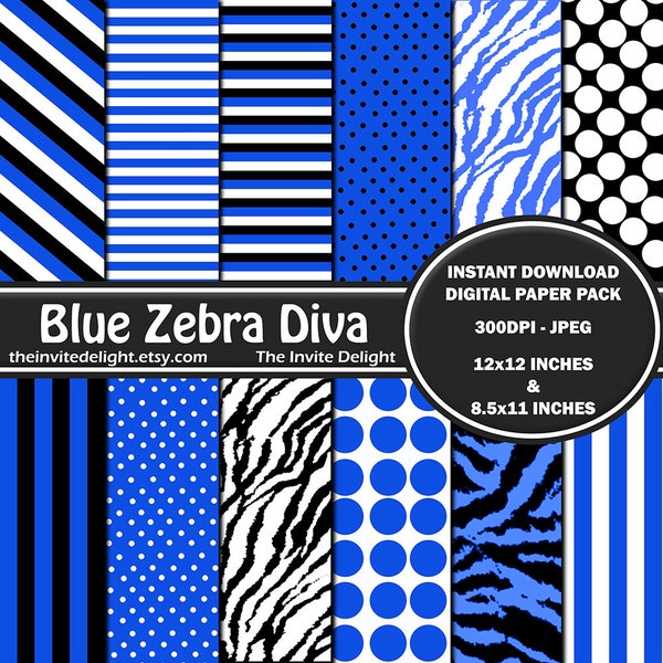 Blue Zebra Print - Etsy