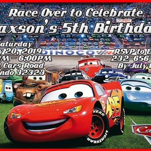 Cars Birthday Invitation - Cars 2 Party Invite - Disney Cars Invite ...